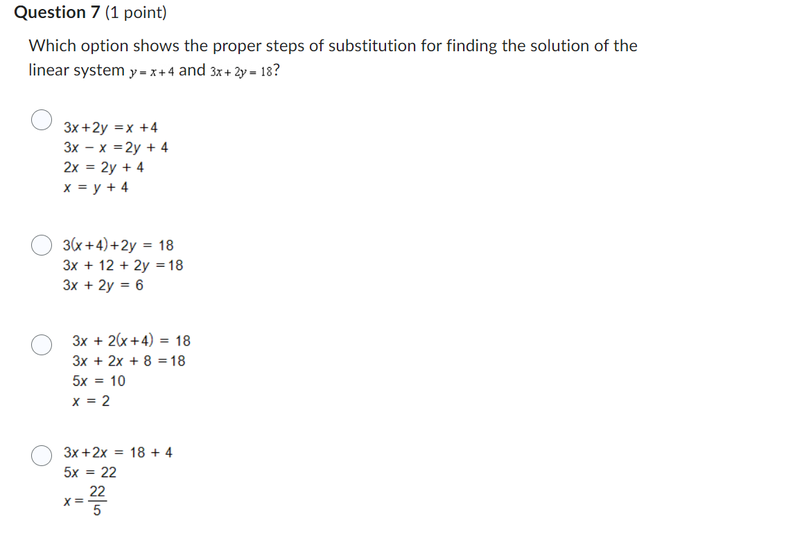Solved Which option shows the proper steps of substitution | Chegg.com