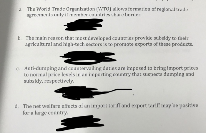 Solved The World Trade Organization (WTO) allows formation | Chegg.com