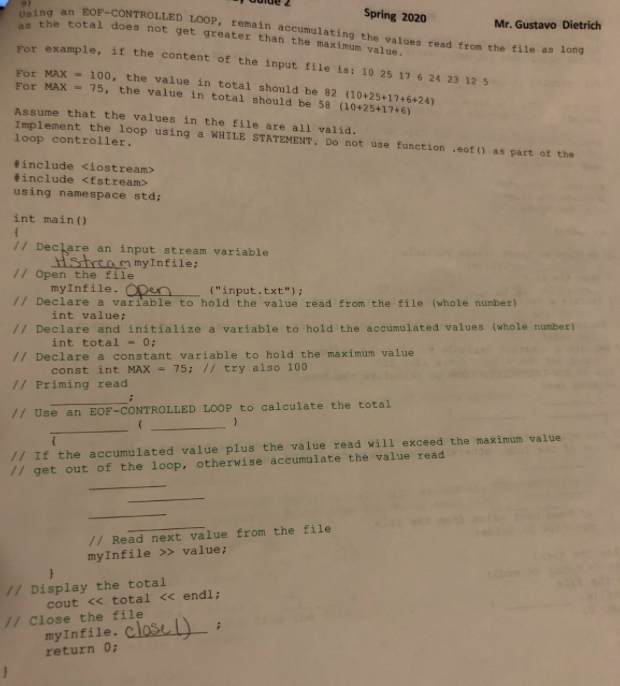 Uue 2 Using an EOF-CON an EOE-CONTROLLED LOOP, remain | Chegg.com