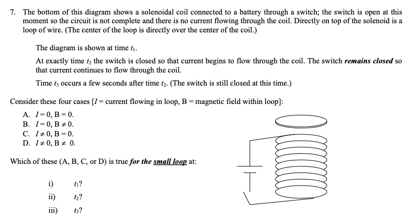 Solved 7. The bottom of this diagram shows a solenoidal coil | Chegg.com
