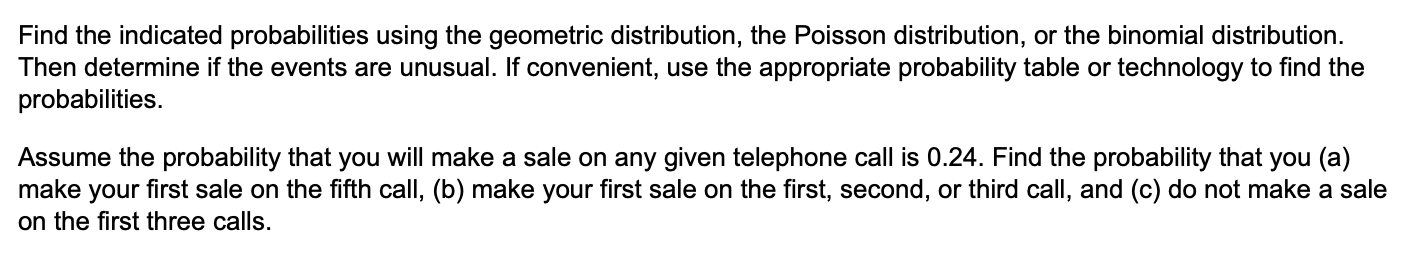 Solved Find the indicated probabilities using the geometric | Chegg.com