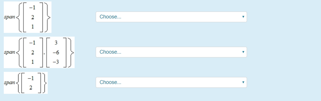 Solved For each of the following subspaces select the | Chegg.com