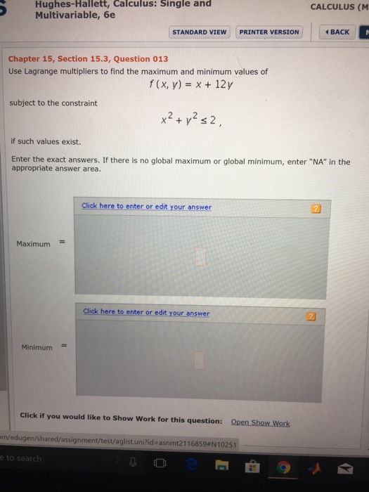 Solved Hughes-Hallett, Calculus: Single and Multivariable, | Chegg.com