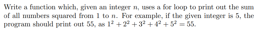 Solved Python sum of squares *make sure it prints the | Chegg.com