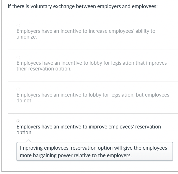 Solved If there is voluntary exchange between employers and | Chegg.com