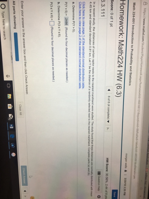 Solved https/www.mathxl.com/Student/Player Math 224-001 | Chegg.com