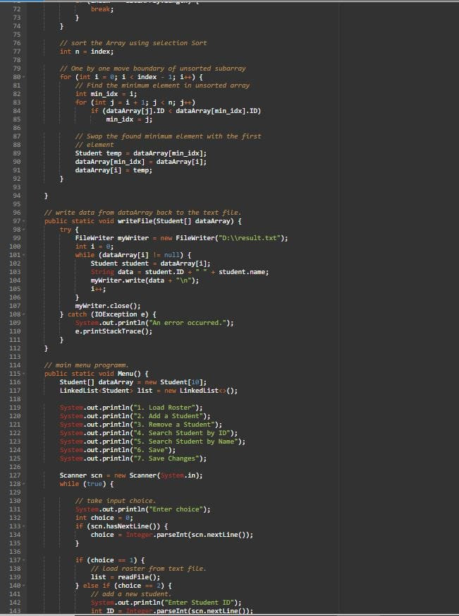 Solved Write a Java program that can maintain a roster of | Chegg.com