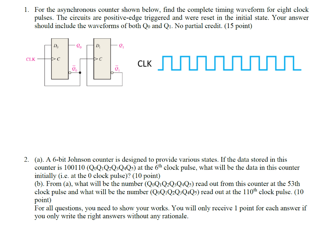 Solved 1. For the asynchronous counter shown below, find the | Chegg.com