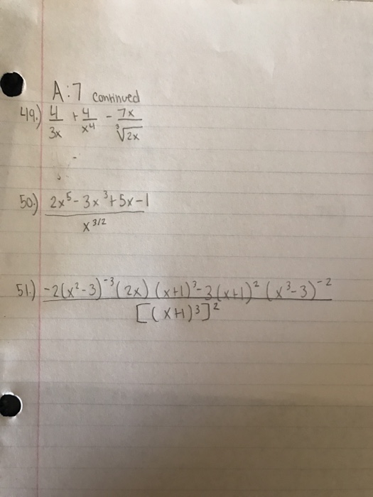 Solved For #49 it says to rewrite with negative exponents. | Chegg.com