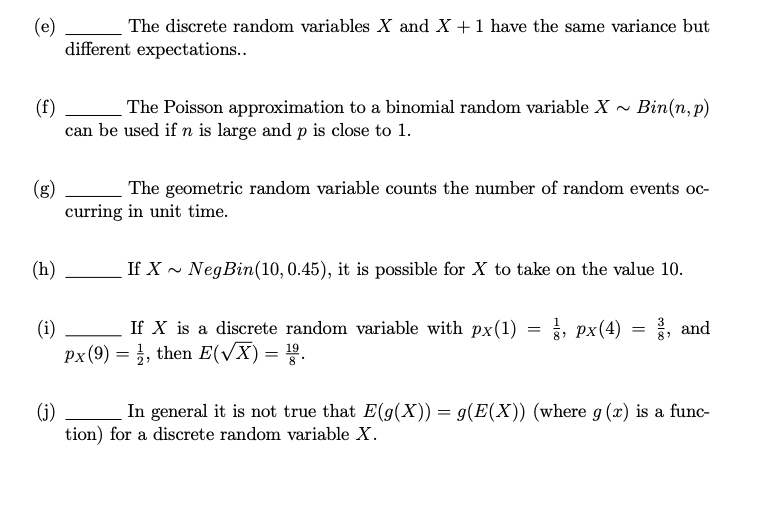 Solved (e) The discrete random variables X and X + 1 have | Chegg.com