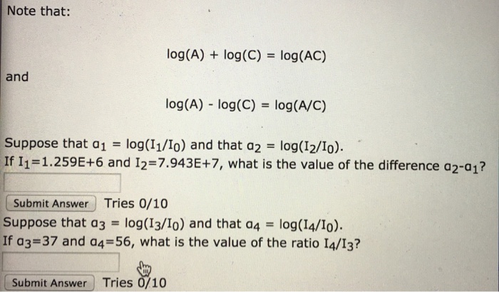 Solved Note that: log(A) + log(C) = log(AC) and | Chegg.com