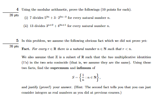Solved 20 pts 4 Using the modular arithmetic, prove the | Chegg.com