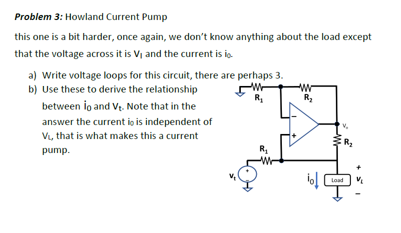 Solved Problem 3: Howland Current Pump this one is a bit | Chegg.com