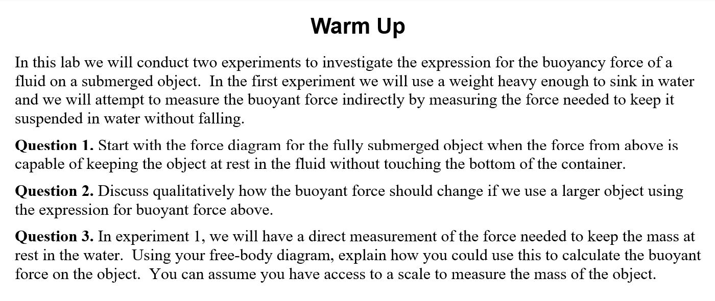 Solved Help with a general physics pre-lab/warm-up? I ONLY | Chegg.com