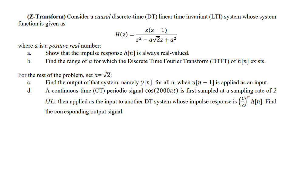 Solved Z Transform Consider A Causal Discrete Time Dt 9744