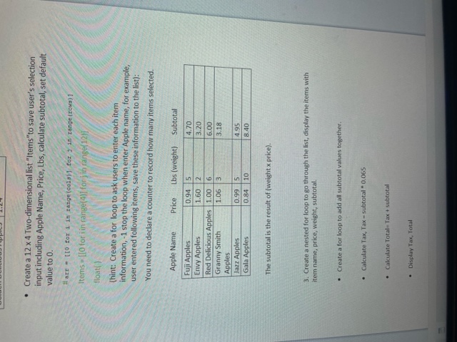 Solved Develop a Python program with List and Dictionary to | Chegg.com