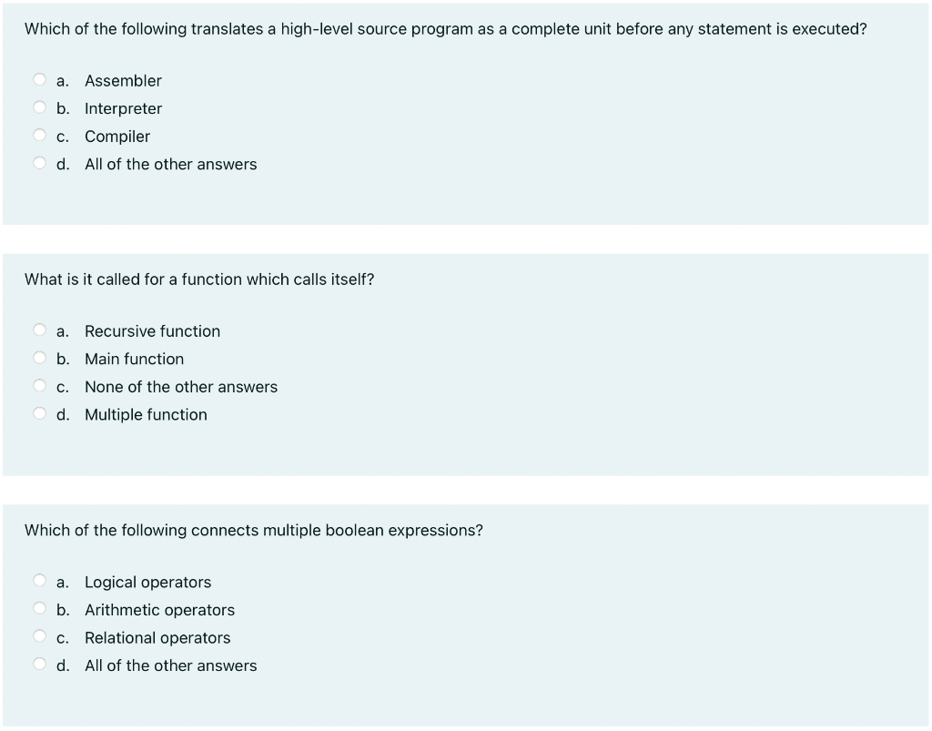 Solved Which of the following translates a high-level source | Chegg.com