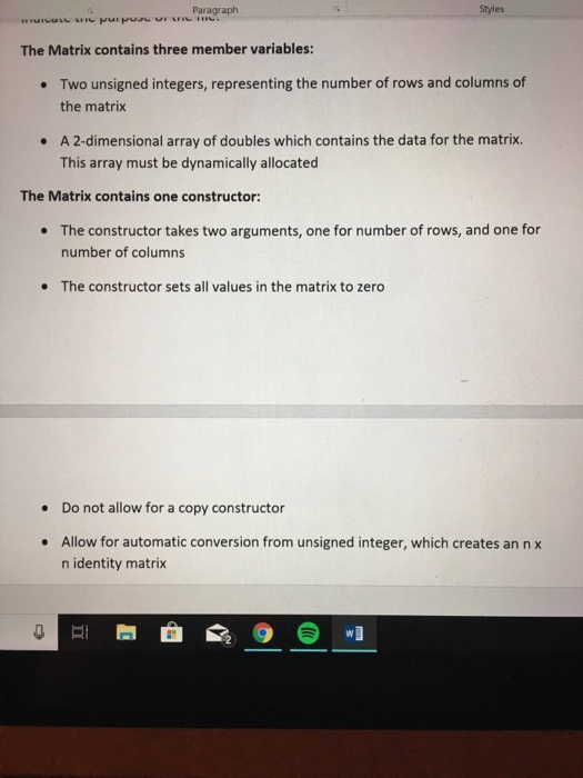 Solved Task Implement a C++ class for matrix calculations. | Chegg.com