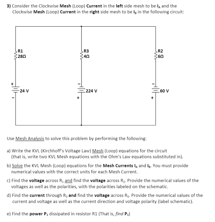 Solved 3) Consider the Clockwise Mesh (Loop) Current in the | Chegg.com