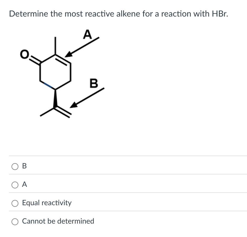 Solved Determine the most reactive alkene for a reaction | Chegg.com