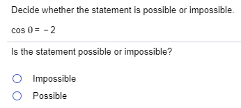 Solved Decide whether the statement is possible or | Chegg.com