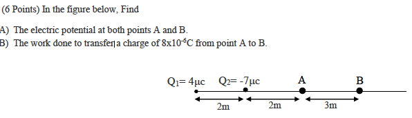 Solved (6 Points) In the figure below. Find A) The electric | Chegg.com