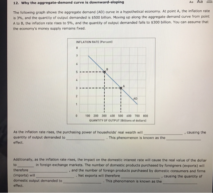 Solved Aa Aa 12. Why the aggregate-demand curve is | Chegg.com