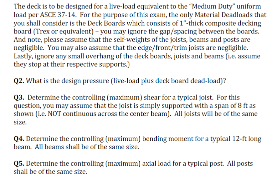 The deck is to be designed for a live-load equivalent | Chegg.com