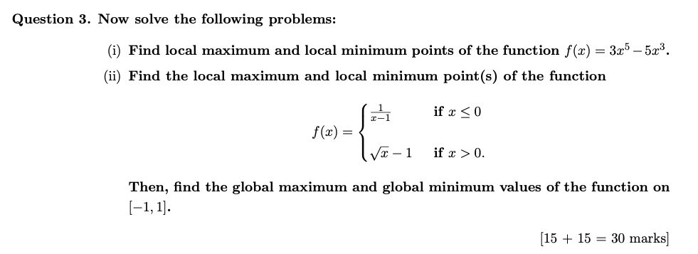Solved Question 3. Now solve the following problems: (i) | Chegg.com
