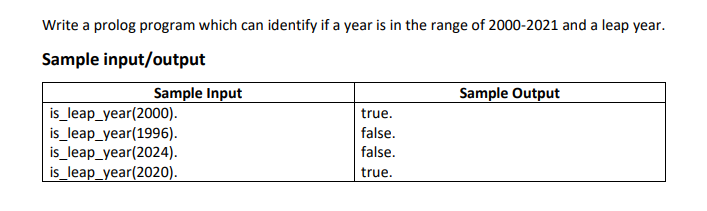 Solved Write a prolog program which can identify if a year | Chegg.com