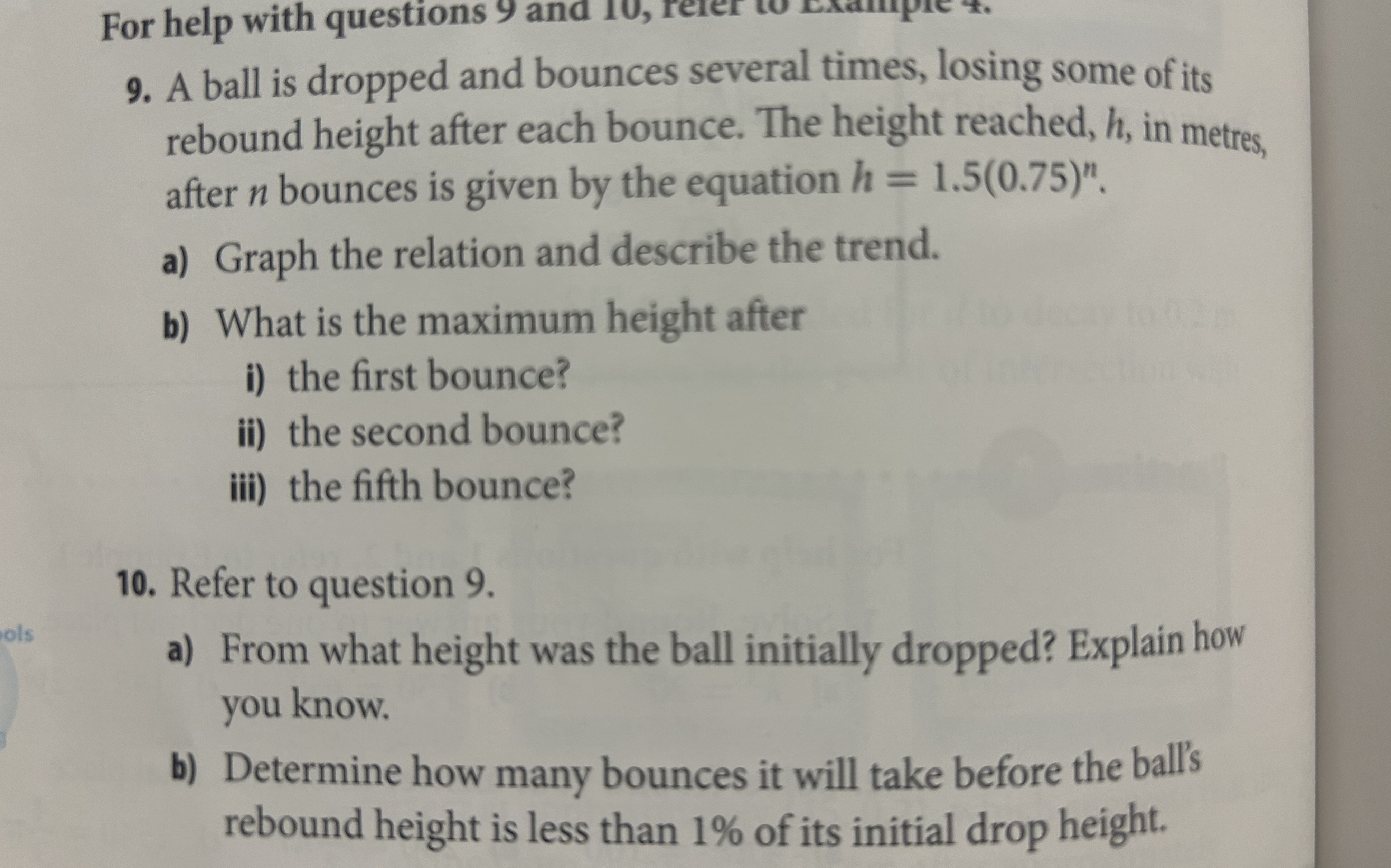 Solved 9. A ball is dropped and bounces several times, | Chegg.com