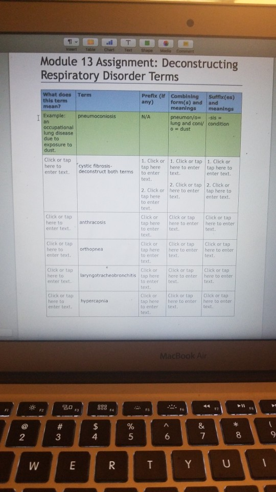 Solved Module 13 Assignment: Deconstructing Respiratory | Chegg.com
