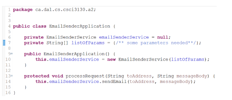 Solved 1 package ca.dal.cs.csci3130.a2; 2 3 4 public class | Chegg.com