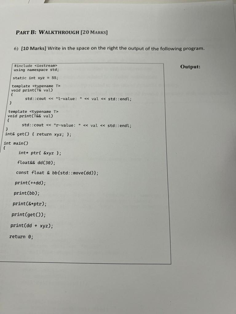 Solved 6) [10 Marks] Write in the space on the right the | Chegg.com