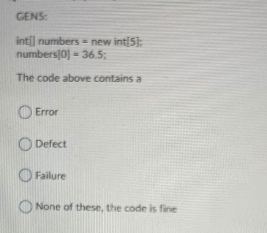 Solved GENS: int[] numbers = new int[5]: numbers[0] = 36.5: | Chegg.com