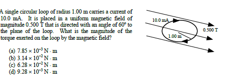 Solved A single circular loop of radius 1.00 m caries a | Chegg.com