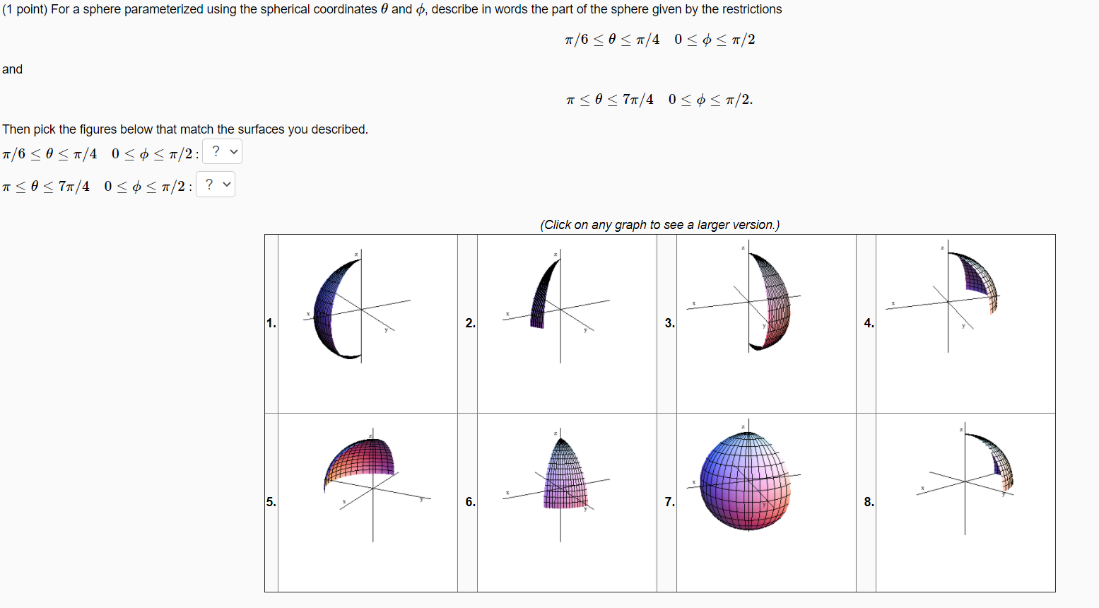 Solved (1 point) For a sphere parameterized using the | Chegg.com