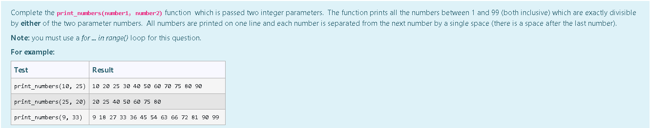 Solved Complete the print_numbers(number1, number2) function | Chegg.com