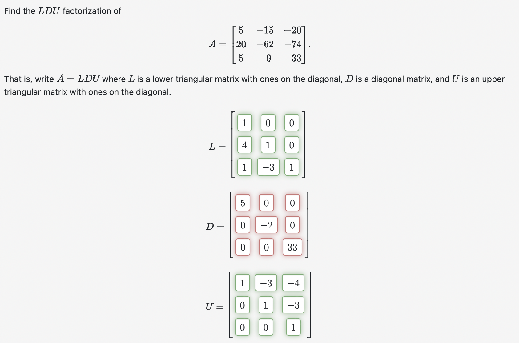 Find the LDU factorization of | Chegg.com