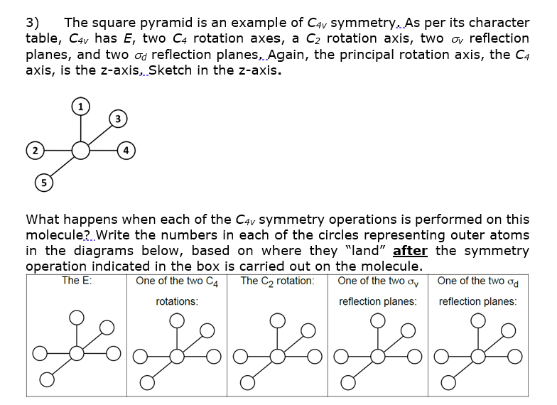 Solved 3) The square pyramid is an example of C4V symmetry. | Chegg.com