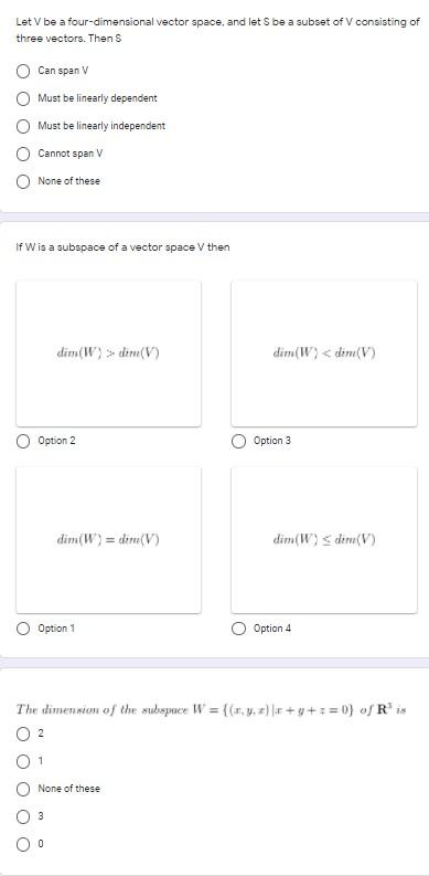 Solved Let V be a four-dimensional vector space, and let S | Chegg.com