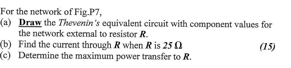 For the network of Fig.P7, (a) Draw the Thevenin's | Chegg.com