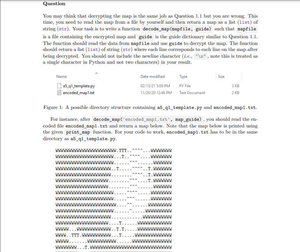 Solved 1.2 Decoding a Map [20 marks] After a long and | Chegg.com