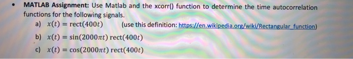 Solved Matlab Assignment Use Matlab And The Xcorr Function 