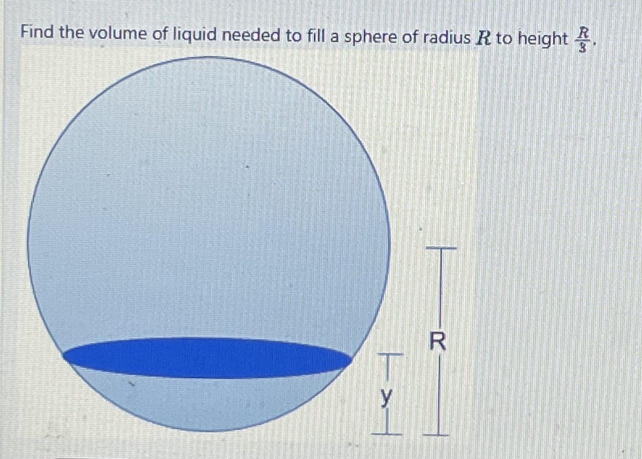 Solved Find the volume of liquid needed to fill a sphere of | Chegg.com