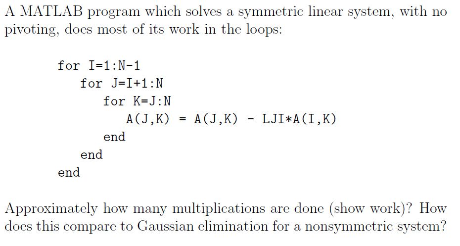 Solved A MATLAB program which solves a symmetric linear | Chegg.com