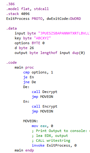.386 .model flat, stdcall .stack 4096 ExitProcess | Chegg.com