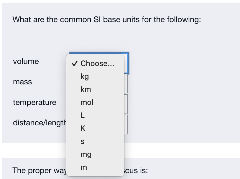 Solved What are the common Sl base units for the following: | Chegg.com