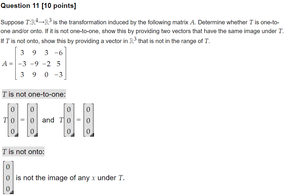 Solved Question 11 [10 points] Suppose T:R4-R3 is the | Chegg.com
