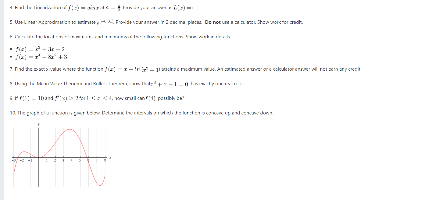 Solved 4. Find the Linearization of f(x) = sinx at a = | Chegg.com